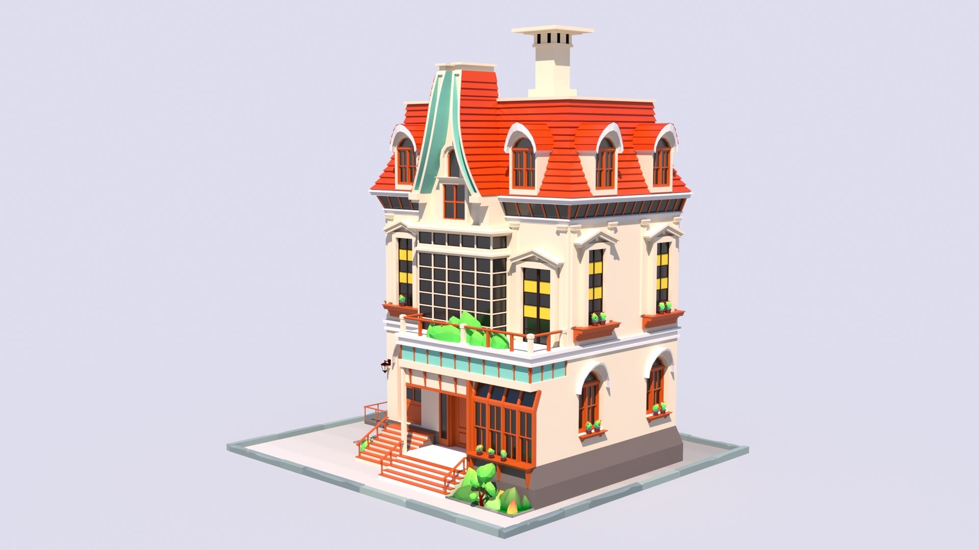 Stylized Beautiful Street Town House Model - TurboSquid 2083980