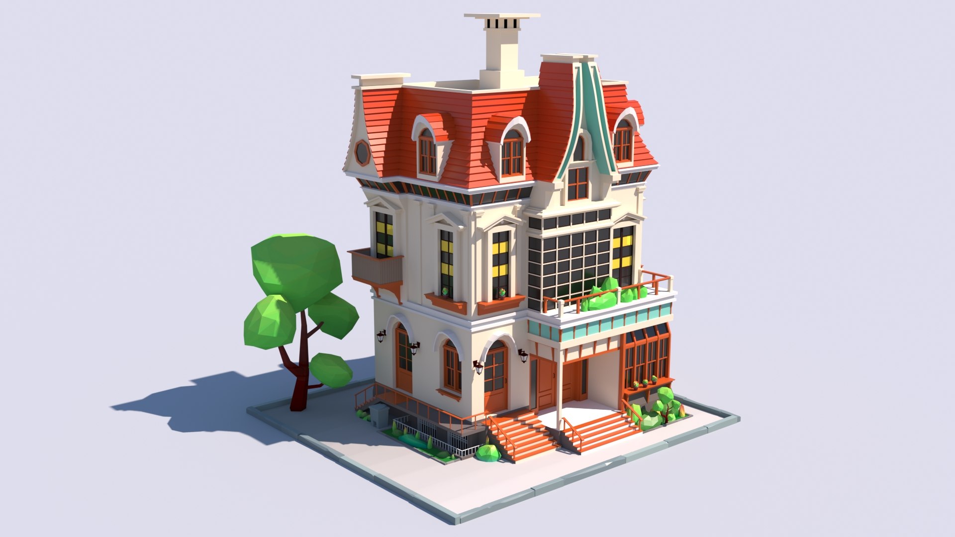 Stylized Beautiful Street Town House Model - TurboSquid 2083980