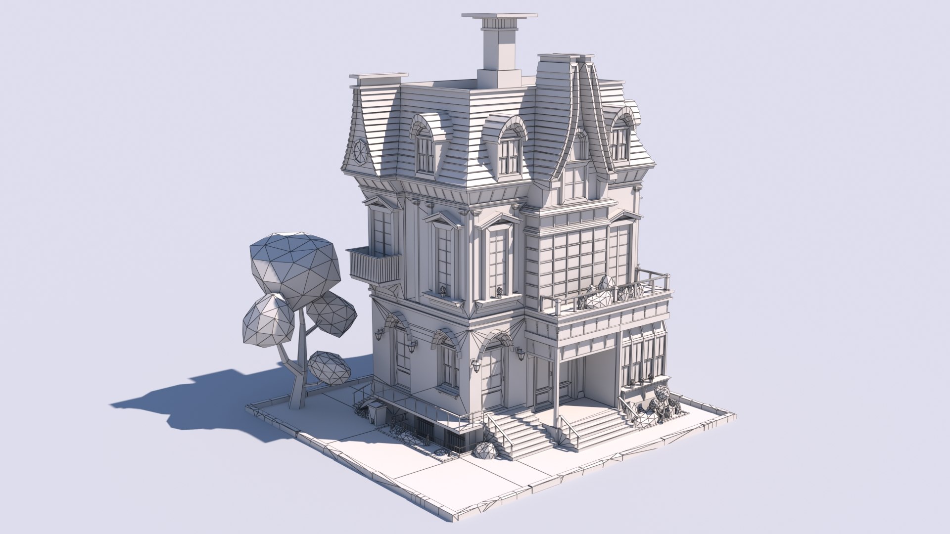 Stylized Beautiful Street Town House Model - TurboSquid 2083980