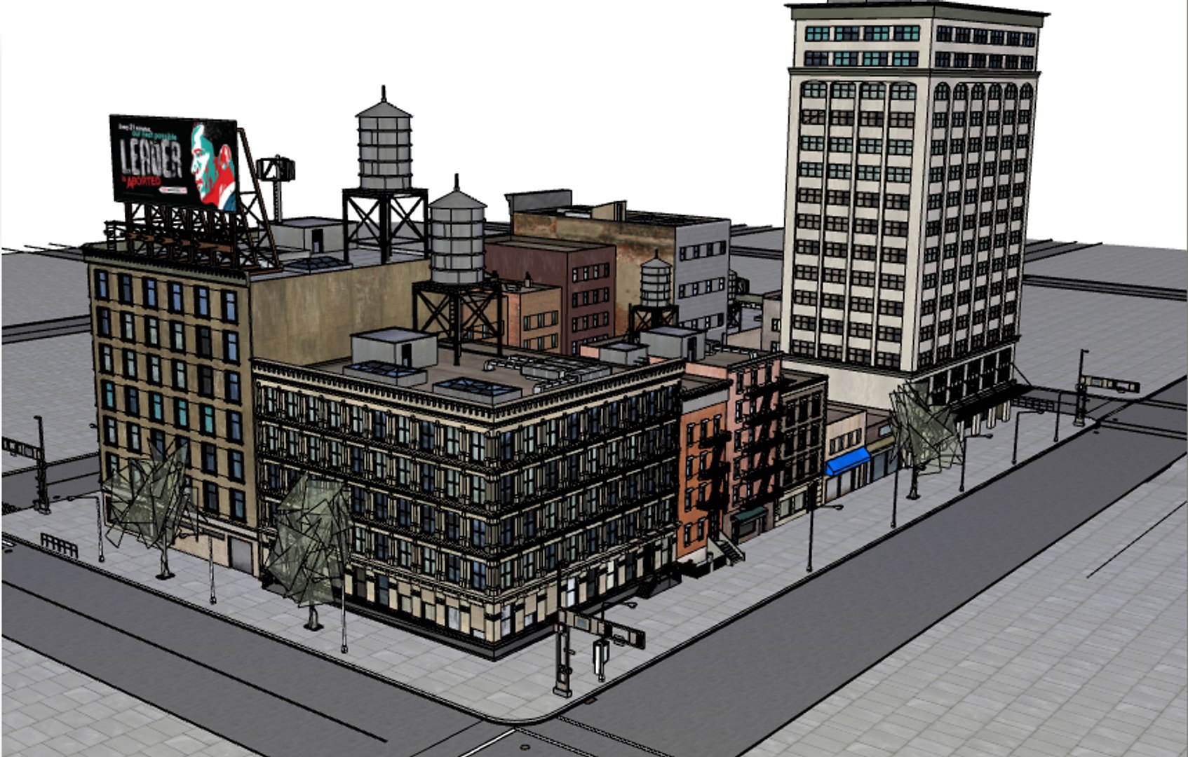 3d Model Downtown Buildings