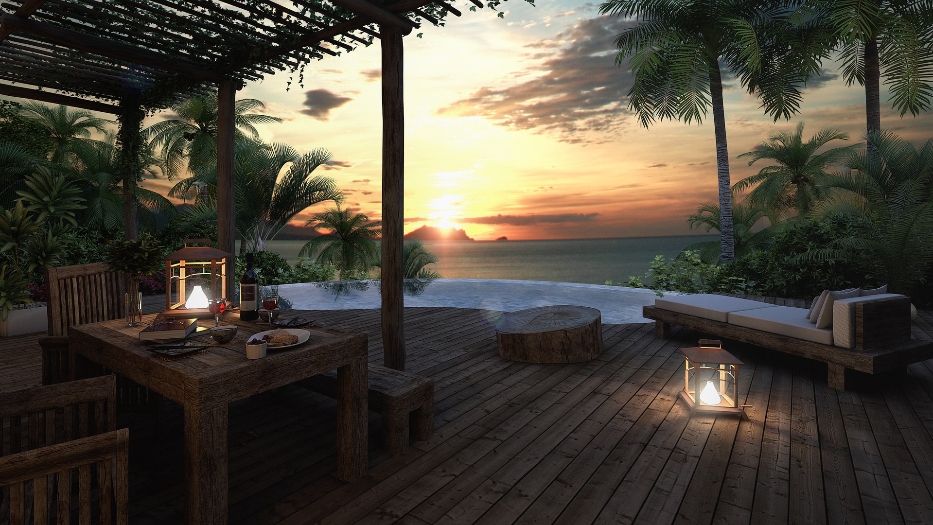 3d Beach Rustic Set Model
