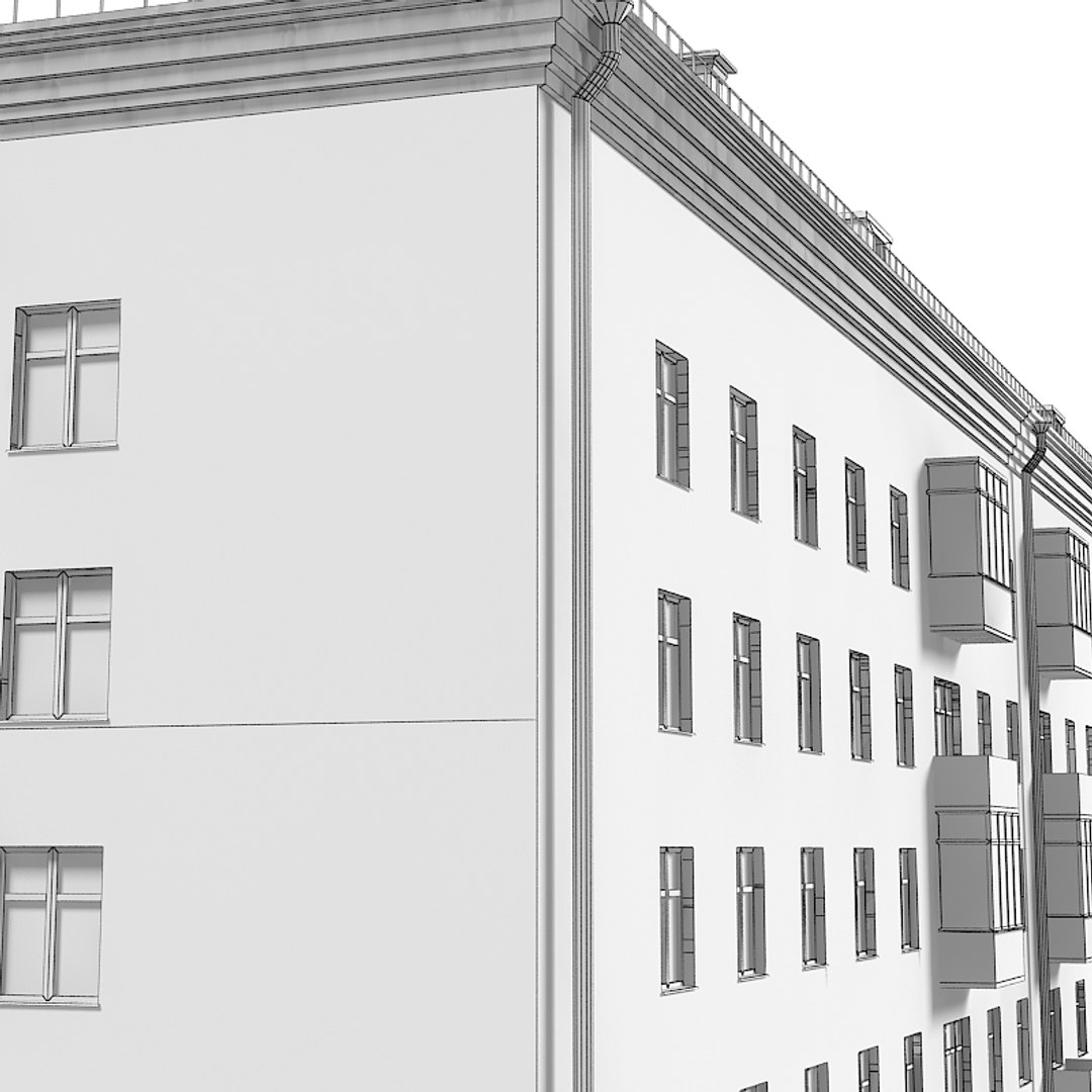 Brick U Shape Building 3d Max