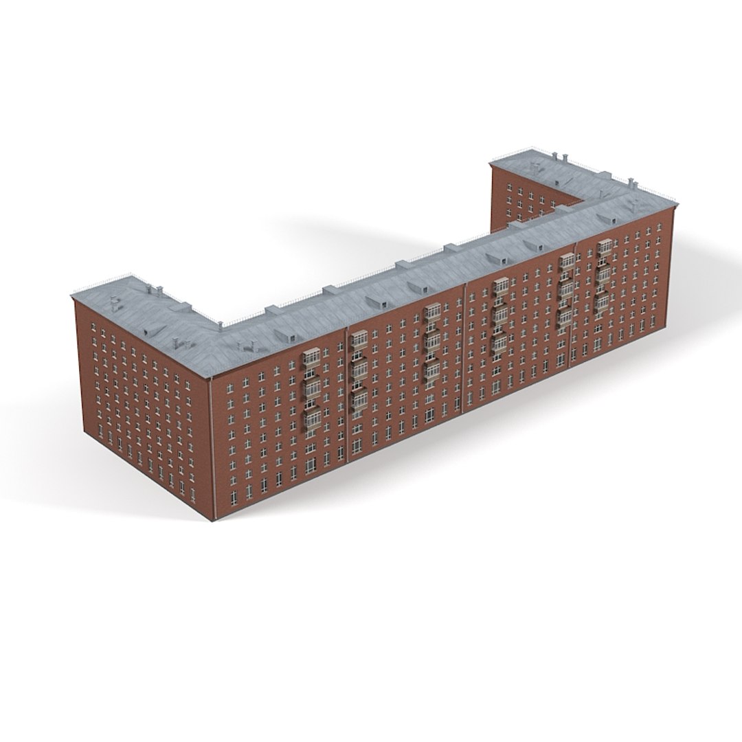 Brick U Shape Building 3d Max