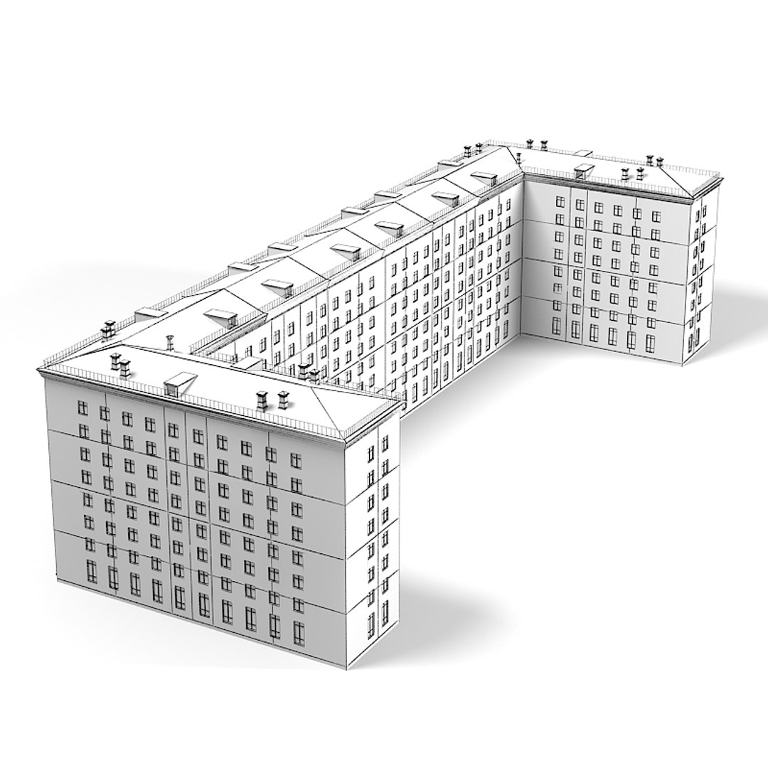Brick U Shape Building 3d Max