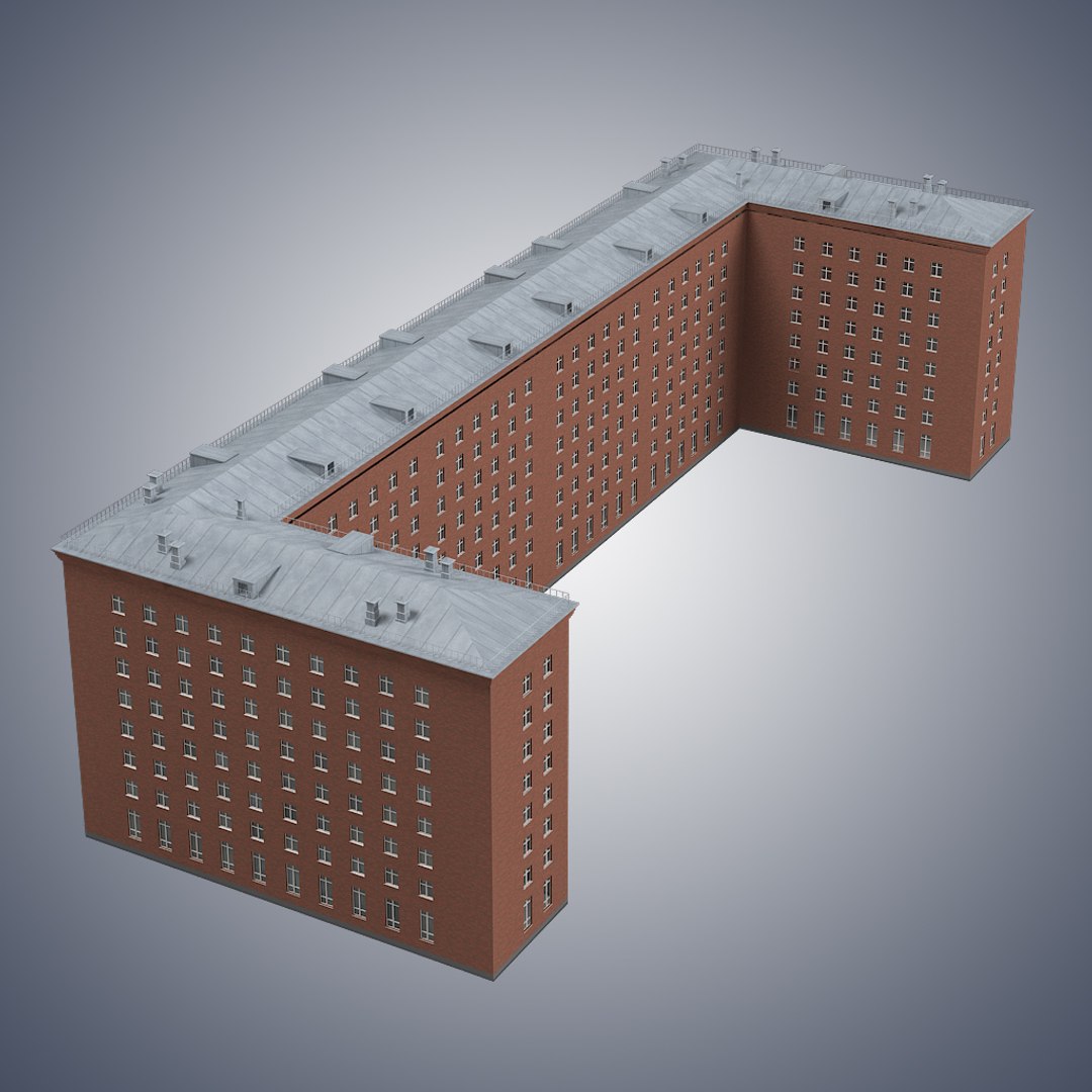 Brick U Shape Building 3d Max