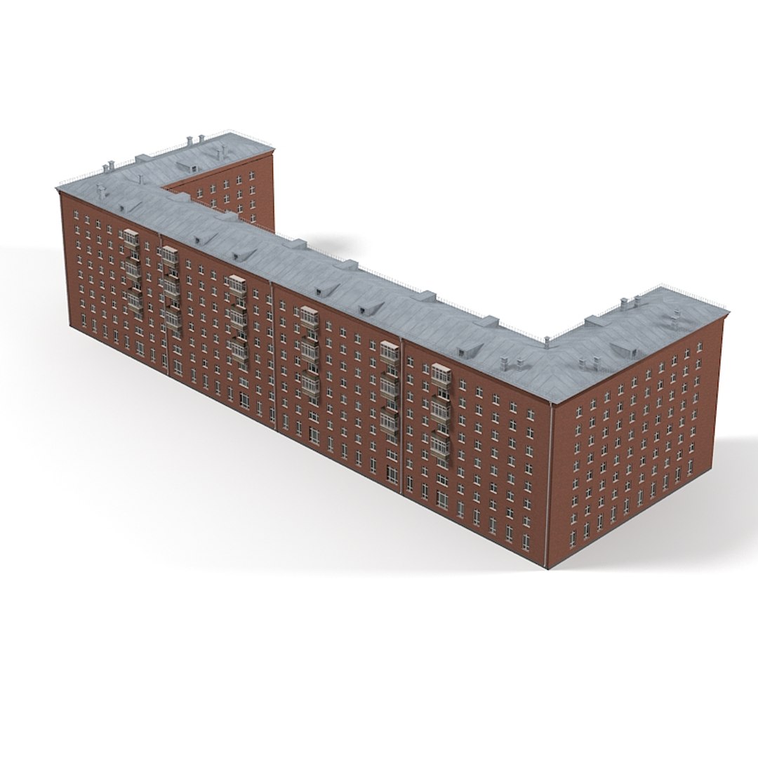 Brick U Shape Building 3d Max