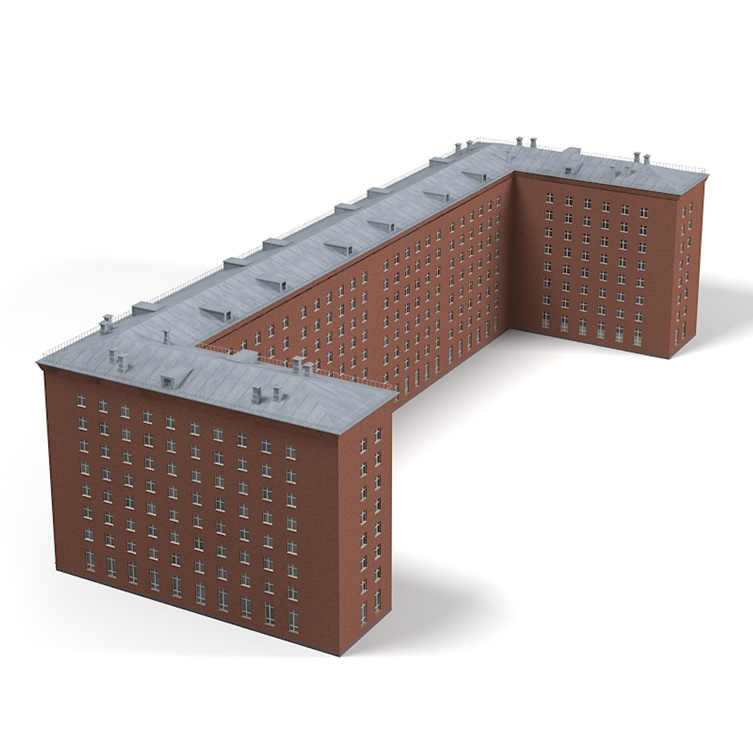 Brick U Shape Building 3d Max