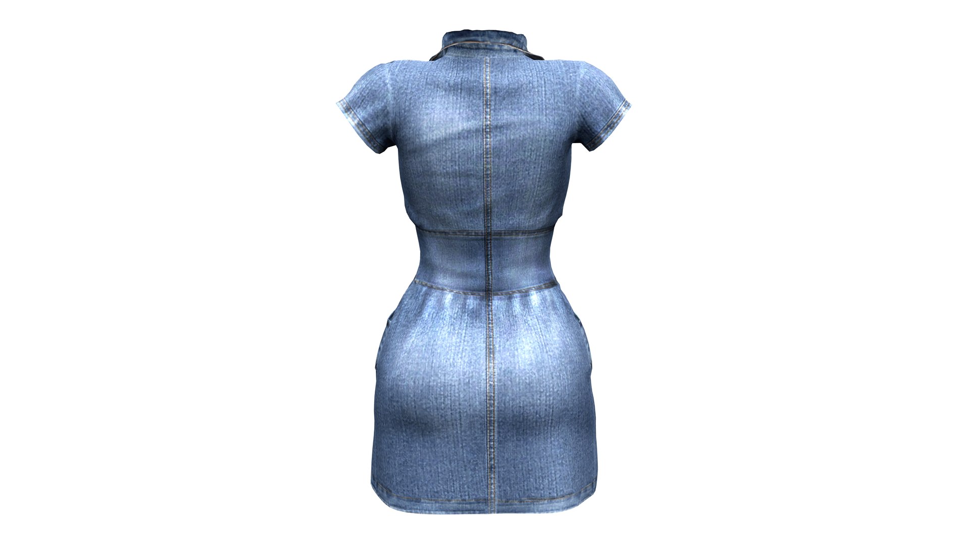 3D Ladies Denim Tunic Dress - TurboSquid 1904328