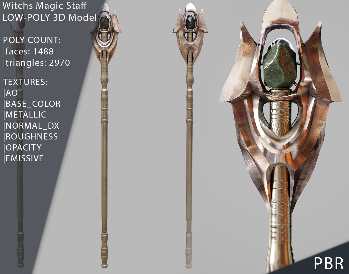 Witches Magic Staff Game Ready Low-poly 3D model 3D model - TurboSquid ...