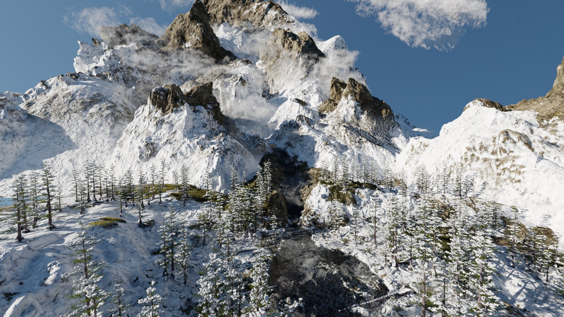 3D Snow Landscape Scene - TurboSquid 1789663