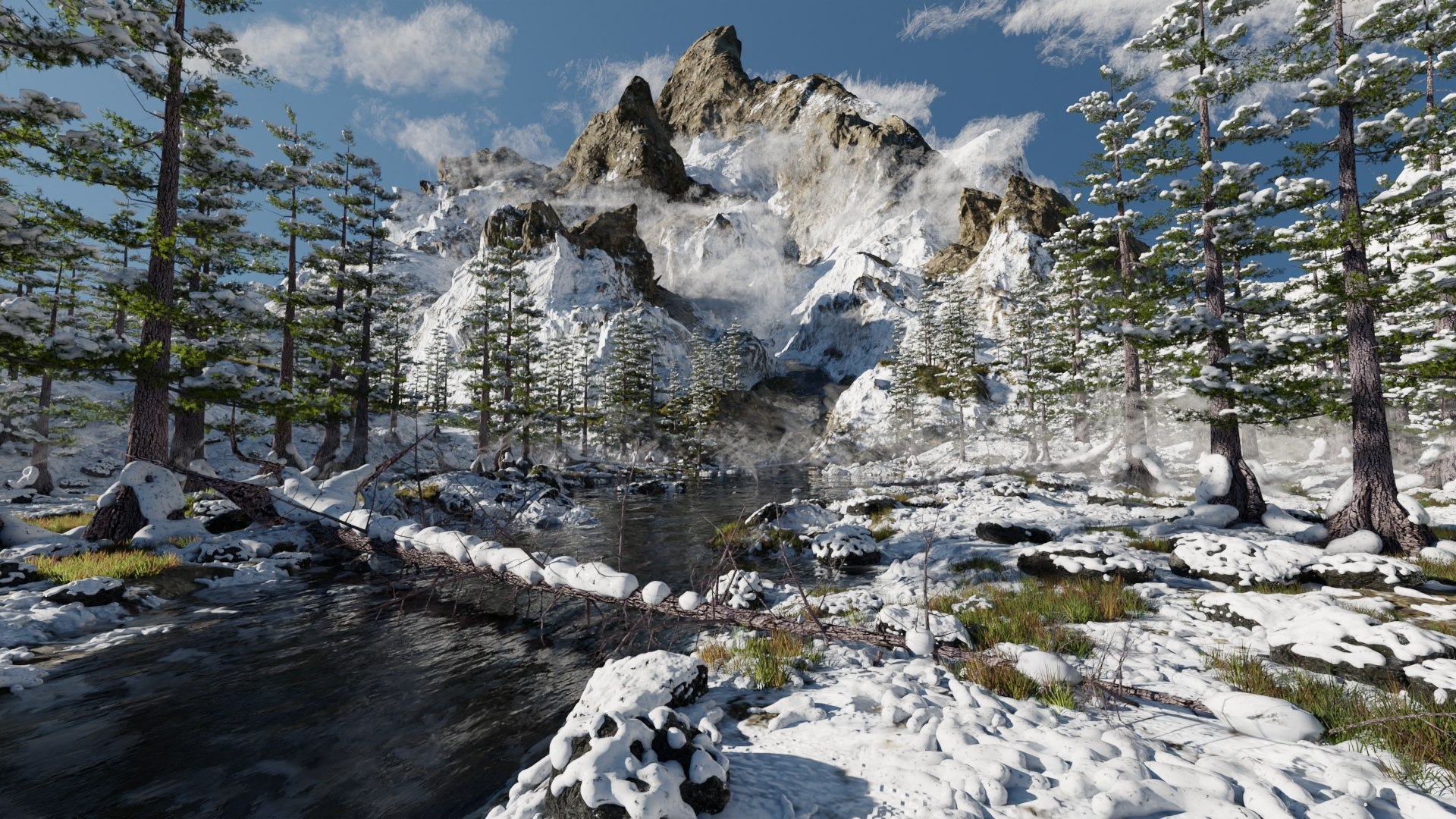 3D Snow Landscape Scene - TurboSquid 1789663