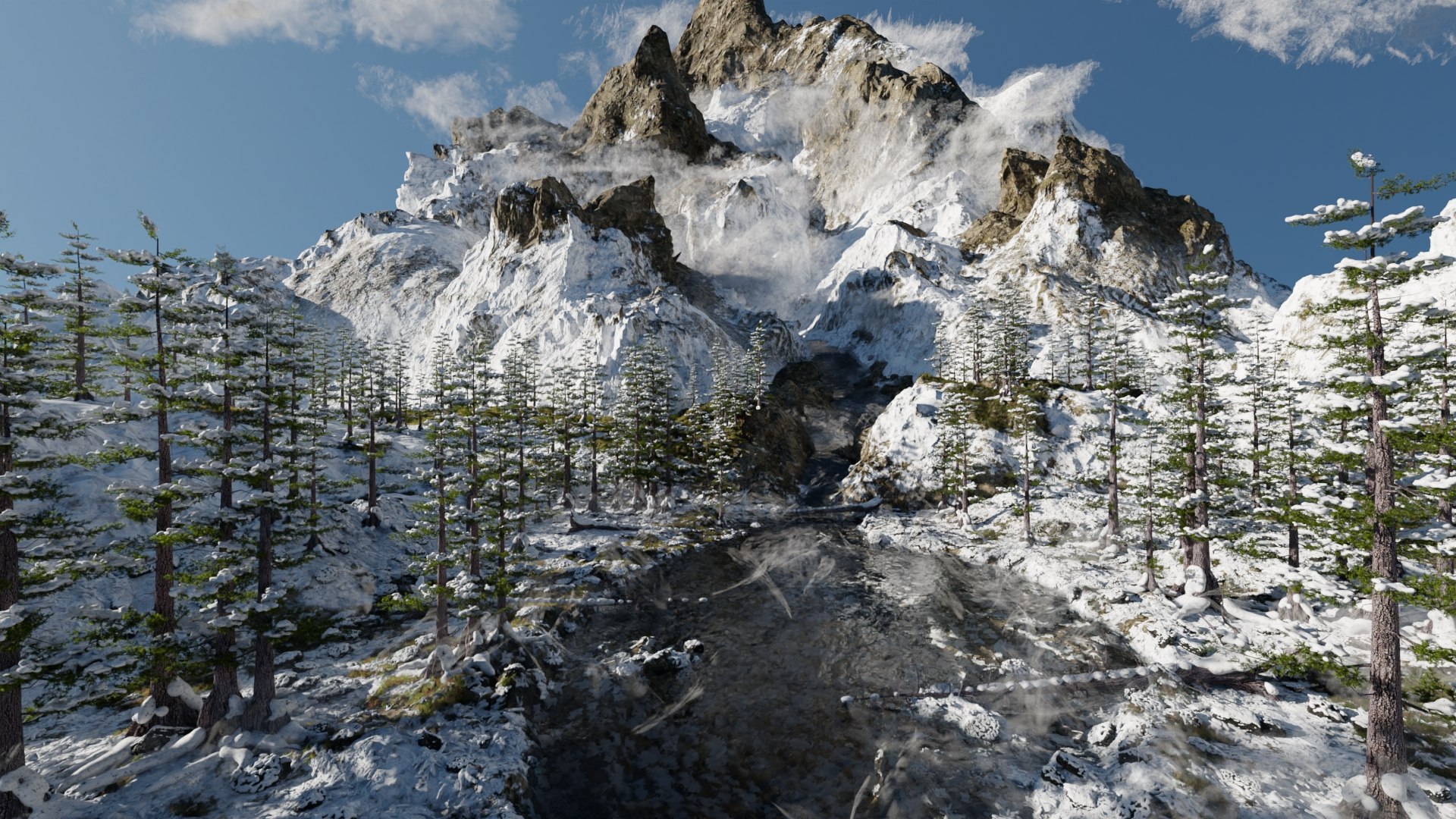 3D Snow Landscape Scene - TurboSquid 1789663