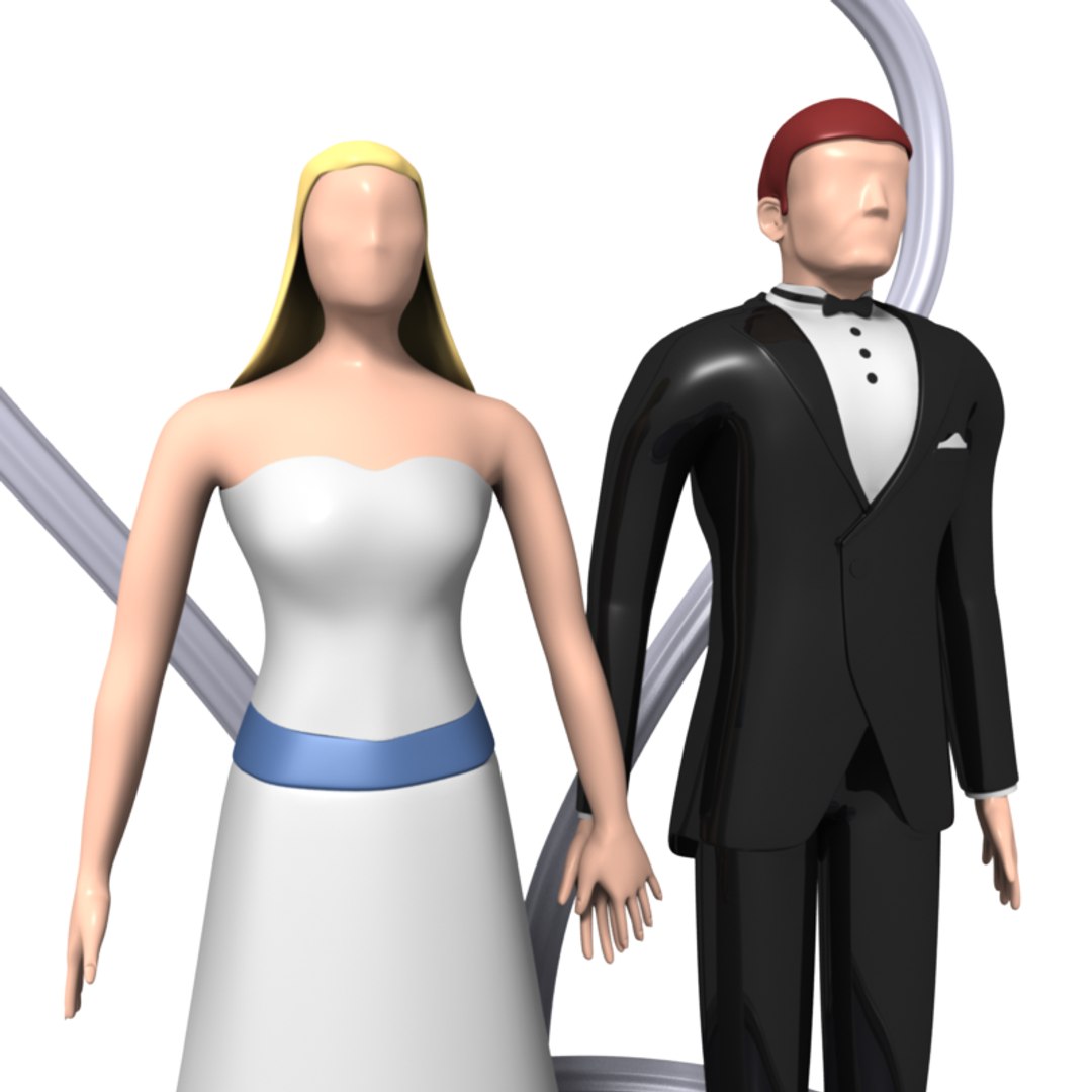 Bride Groom Figures Wedding Cake 3d Model