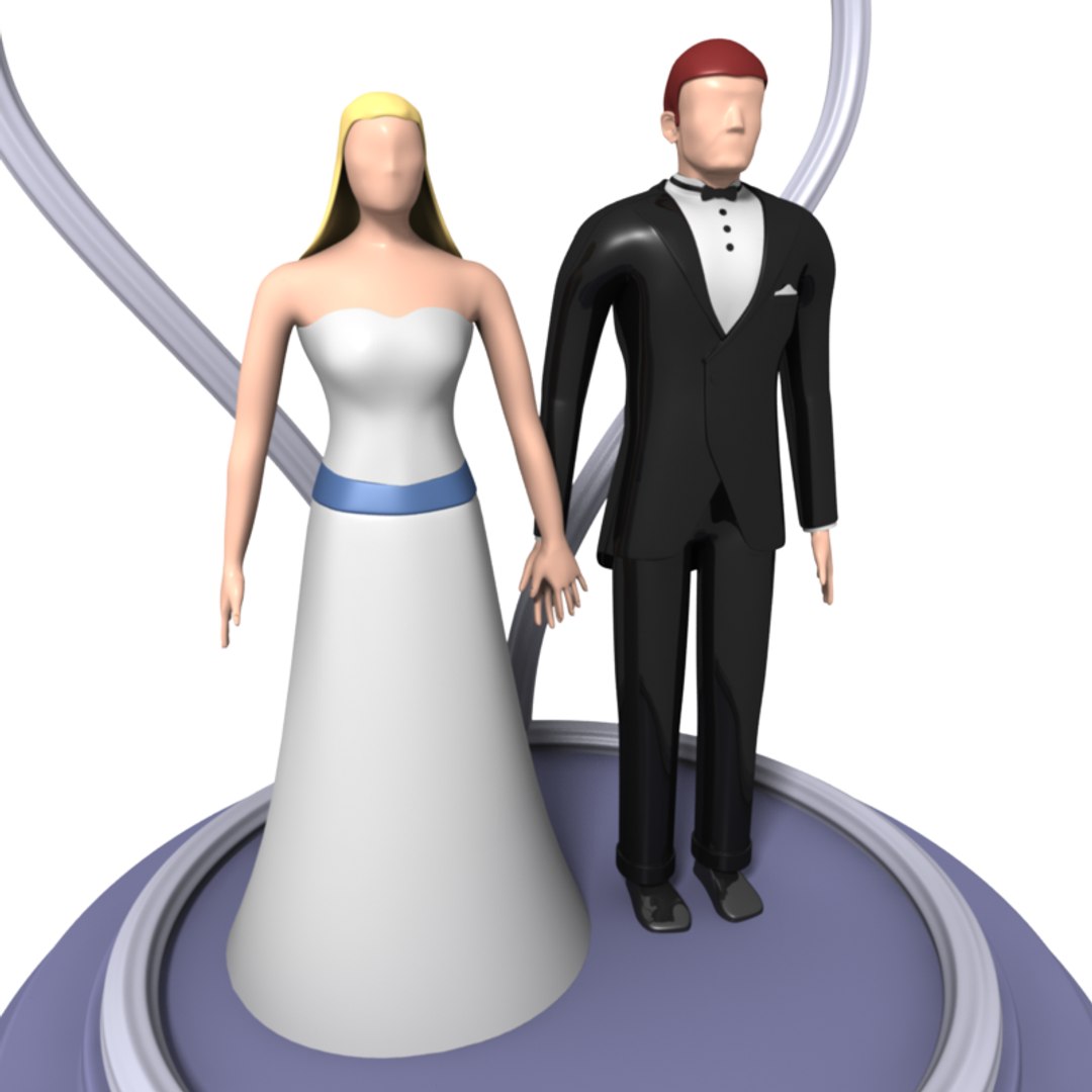 Bride Groom Figures Wedding Cake 3d Model