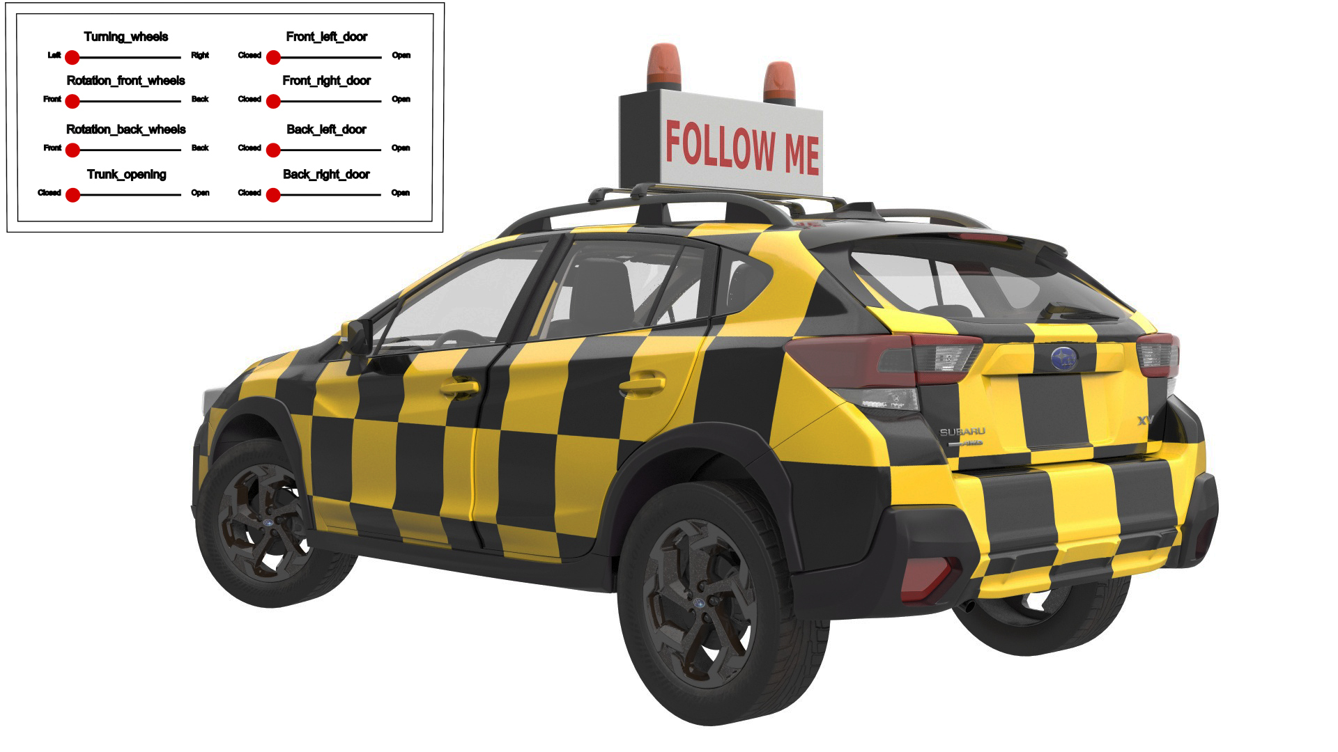 Subaru XV Airport Follow Me Vehicle Rigged 3D Model - TurboSquid 2325588