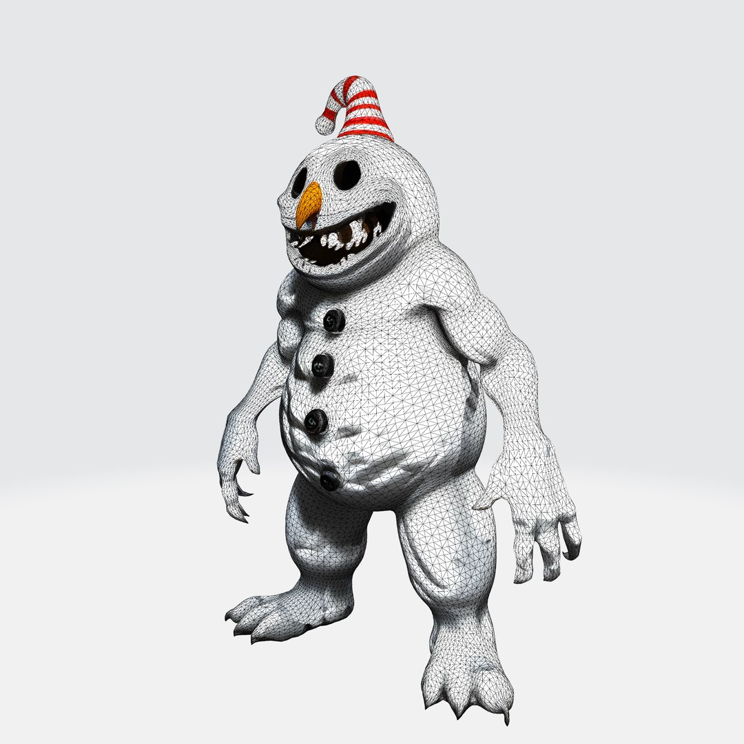 3D A Creepy Snowman Character For Winter - TurboSquid 2331933