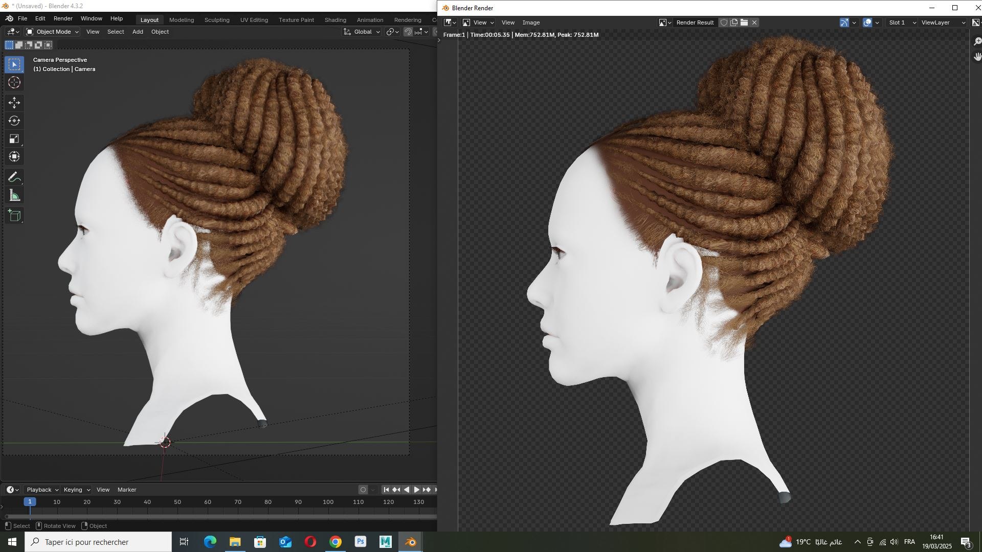 3D Model Dreadlock Bun Hair -Realistic 3D Female Hairstyle - TurboSquid ...