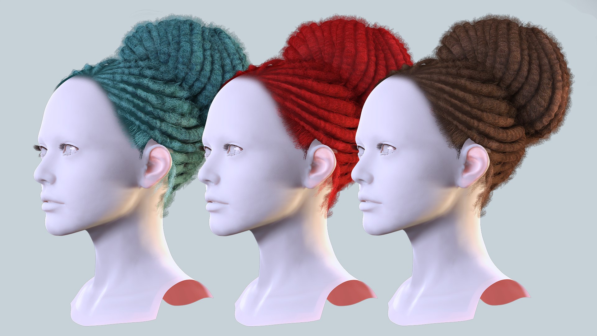 3D Model Dreadlock Bun Hair -Realistic 3D Female Hairstyle - TurboSquid ...