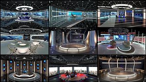 Virtual TV Studio Chat Set 1 3D model - TurboSquid 1807462