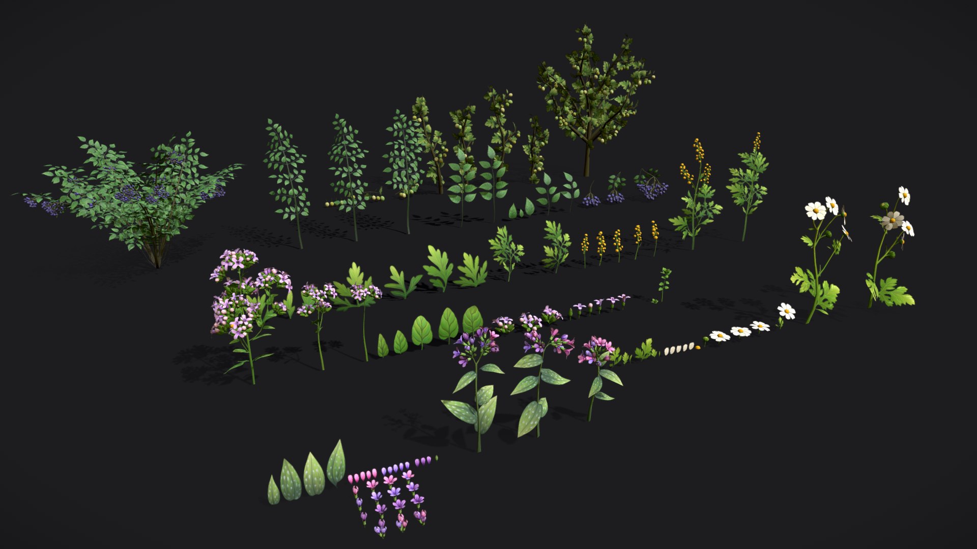 3D model Pack Stylized handpainted plants and sprigs - TurboSquid 2056992