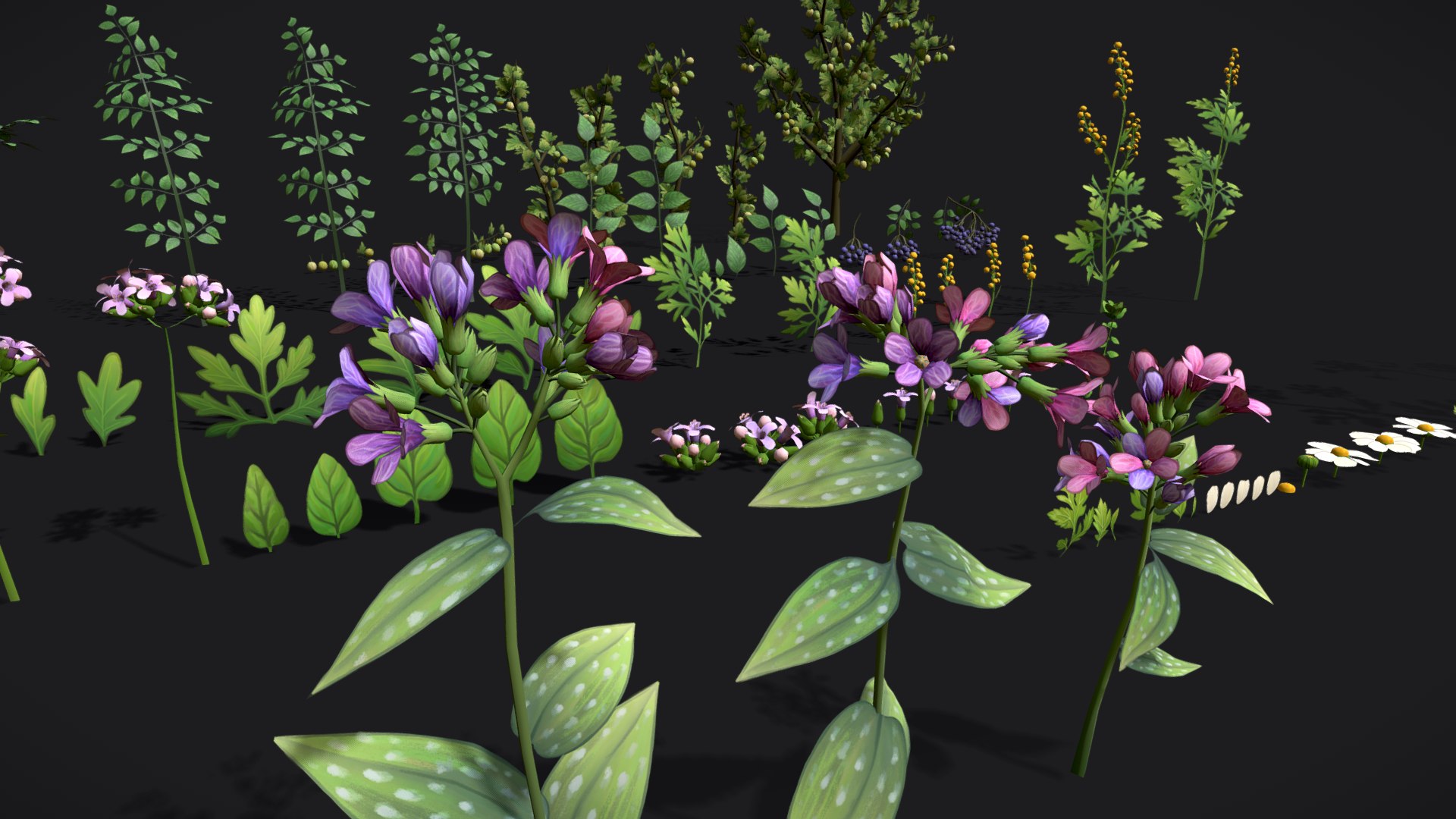 3D Model Pack Stylized Handpainted Plants And Sprigs - TurboSquid 2056992