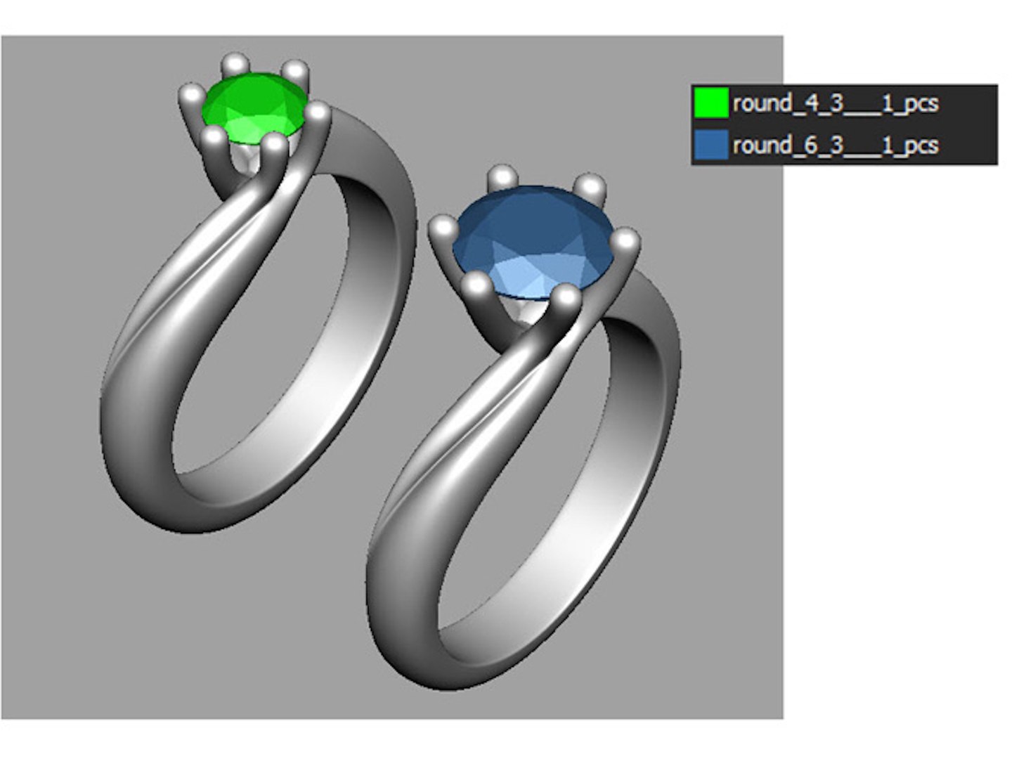 3D model Jewelry Wedding Engagement Ring with gem 0073 Set of sizes FBX ...