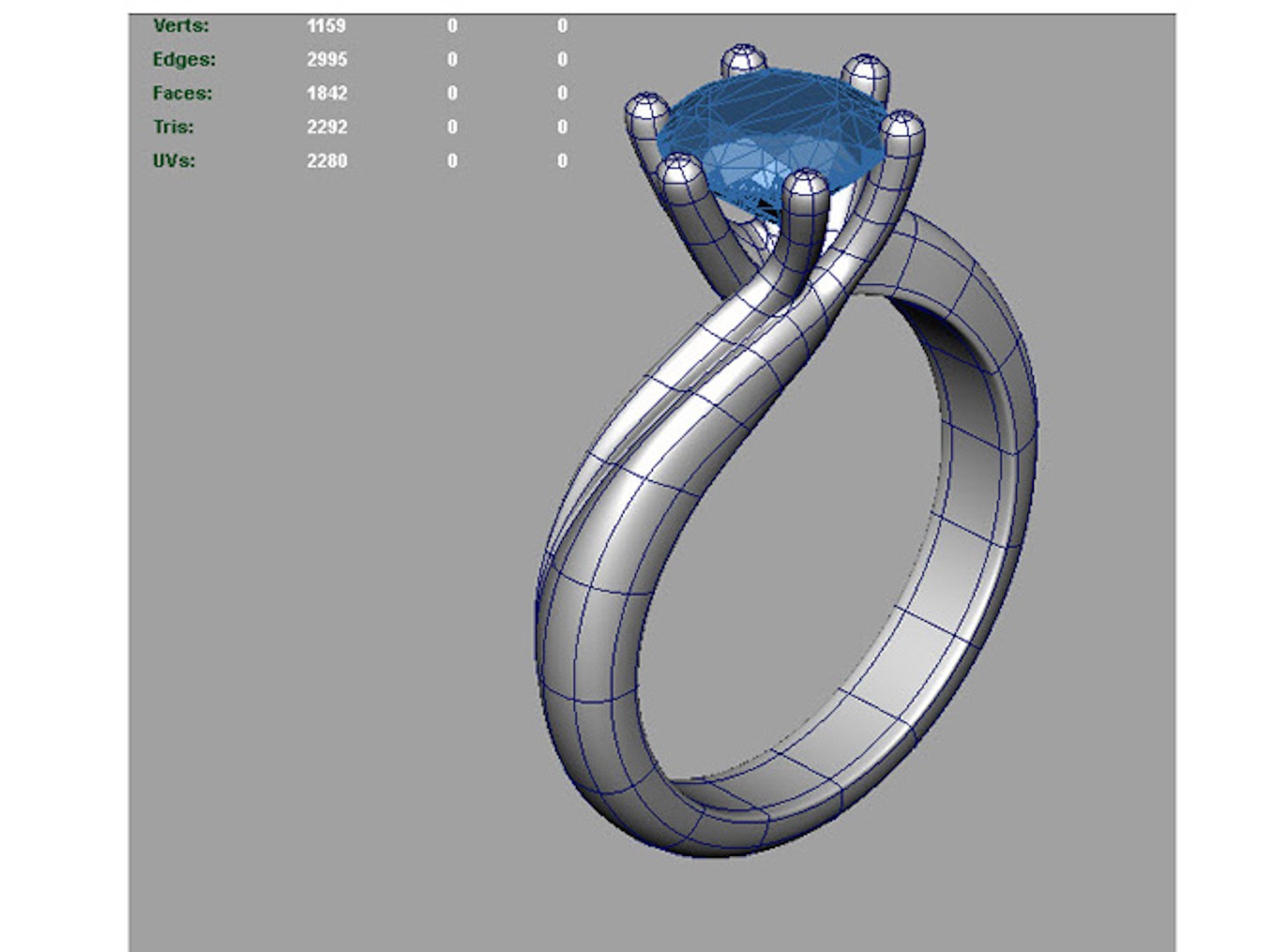 3D model Jewelry Wedding Engagement Ring with gem 0073 Set of sizes FBX ...