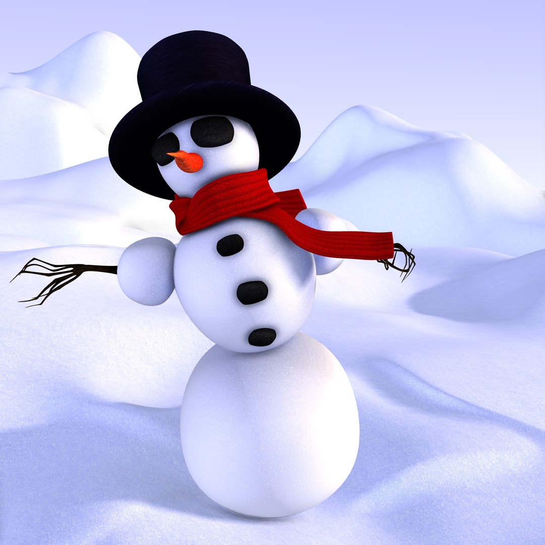 3d Model Rigged Cute Little Snowman