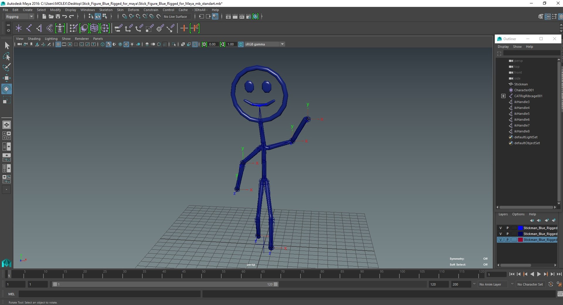 Stick Figure Blue Rigged for Maya 3D - TurboSquid 2095537