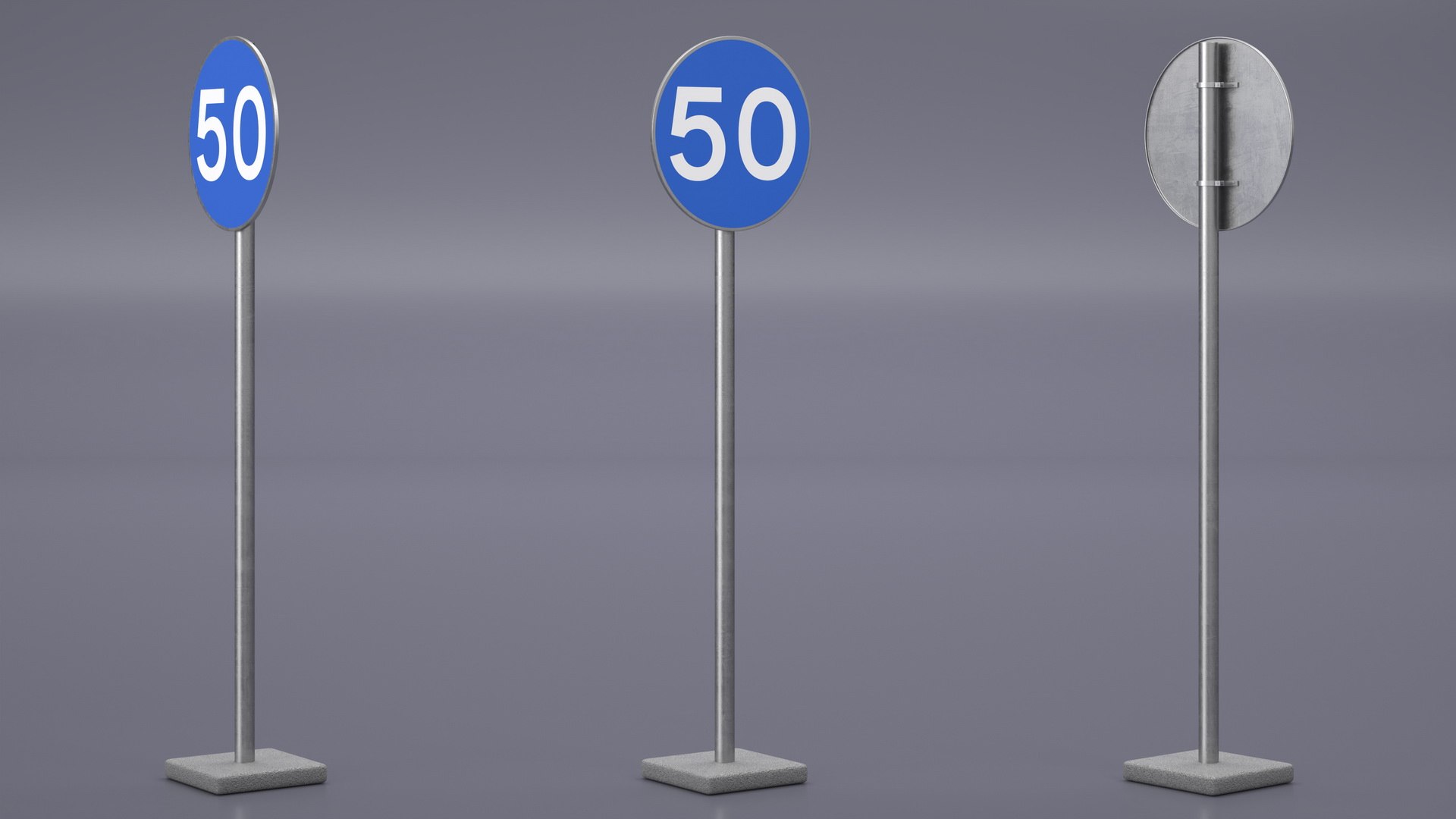 Road Sign Minimum Speed 50 3D - TurboSquid 2212737