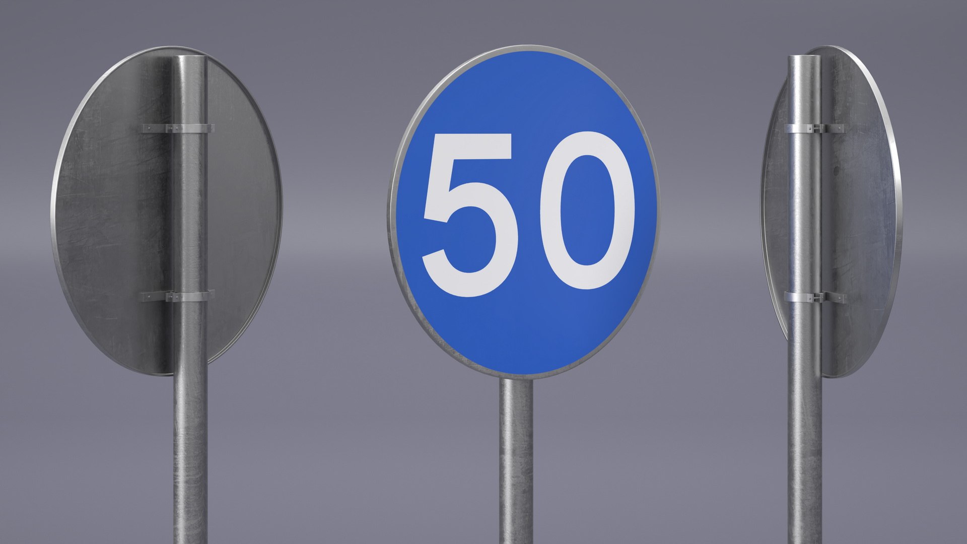 Road Sign Minimum Speed 50 3D - TurboSquid 2212737