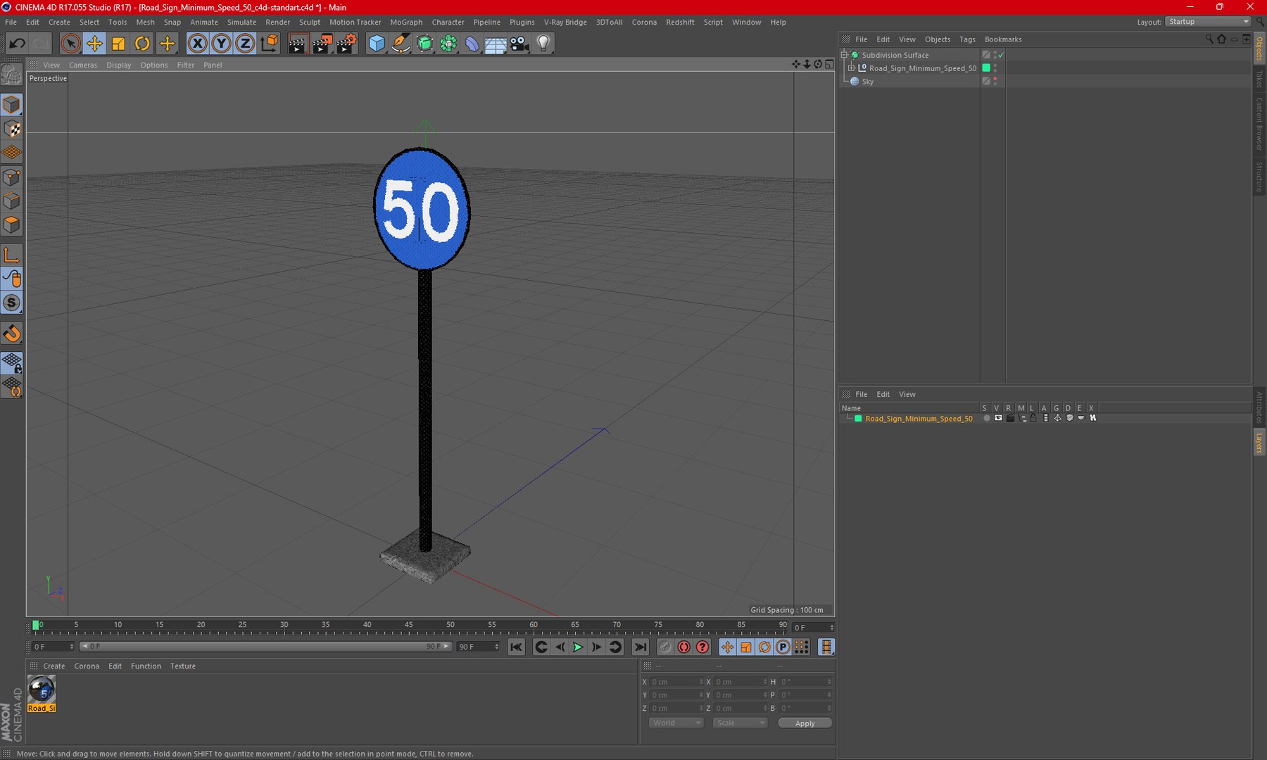 Road Sign Minimum Speed 50 3D - TurboSquid 2212737