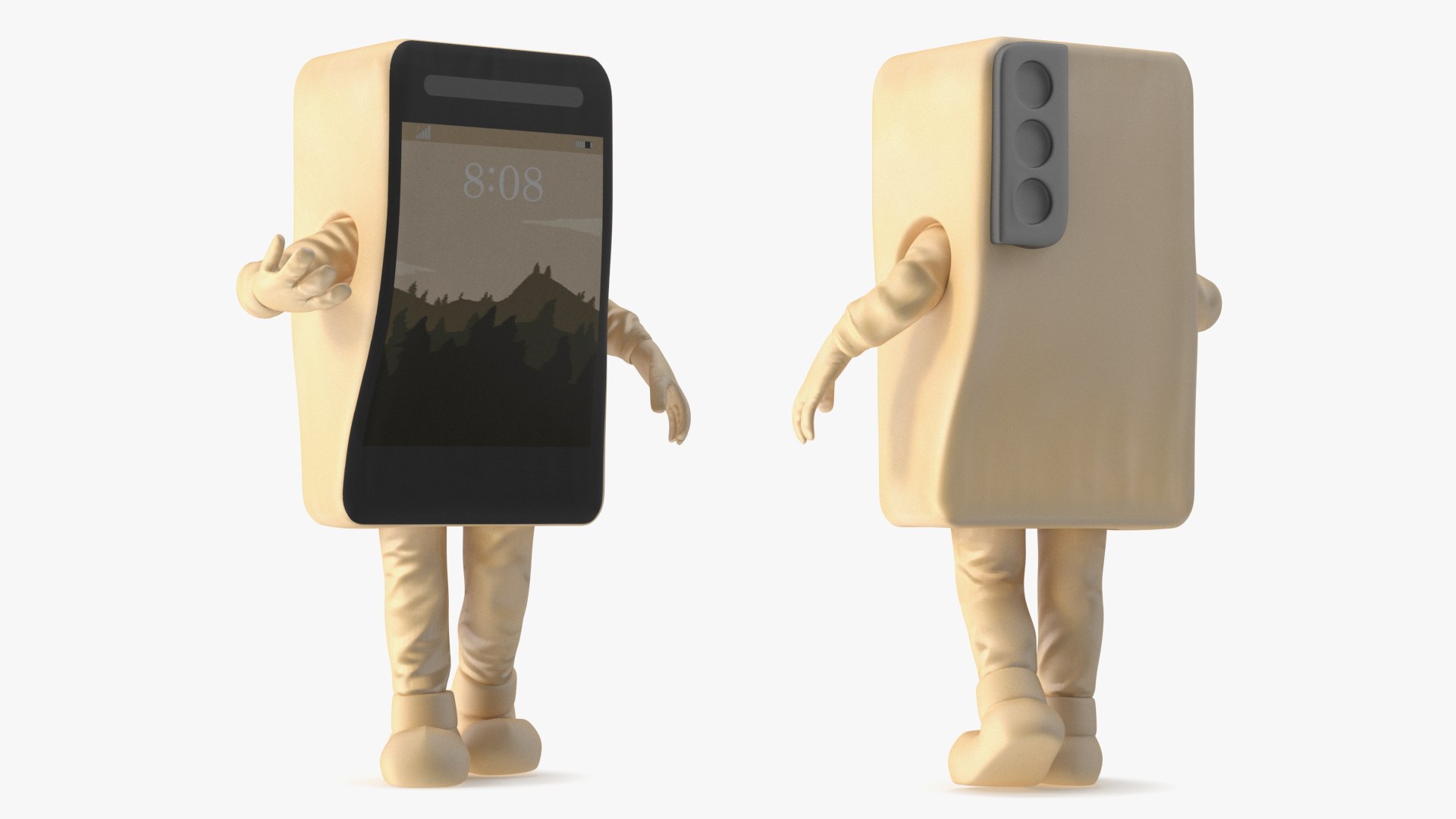 Cell Phone Mascot Costume Golden Walking Model - TurboSquid 2059870
