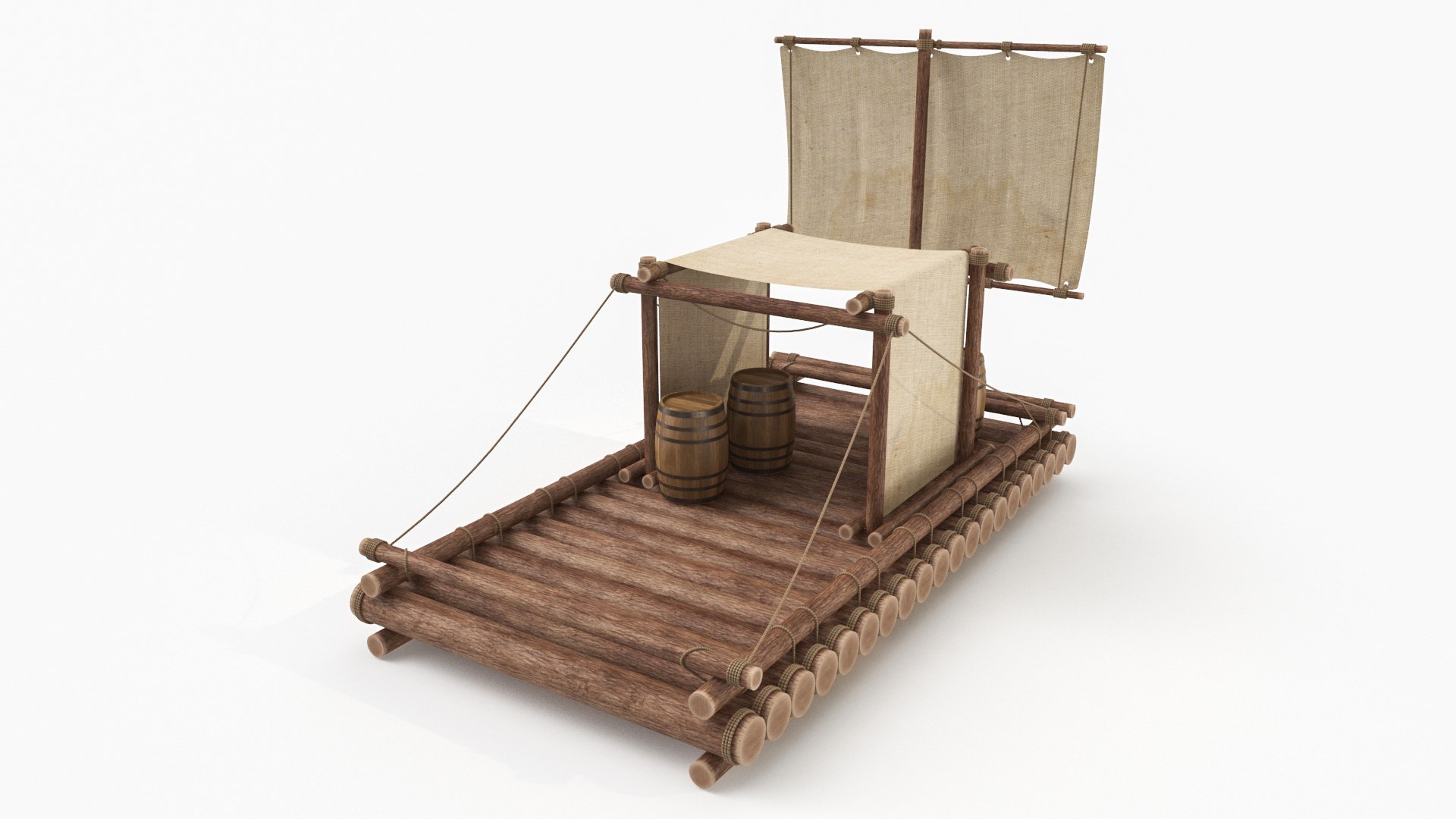 3D Wooden Raft Model - TurboSquid 2155170