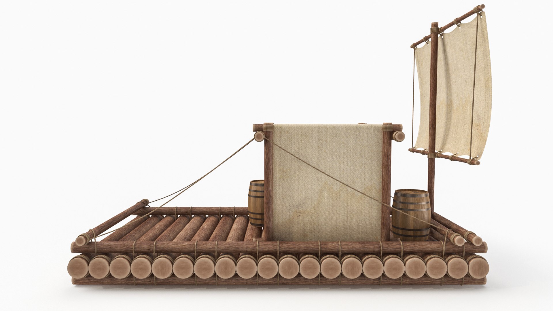 3D Wooden Raft Model - TurboSquid 2155170