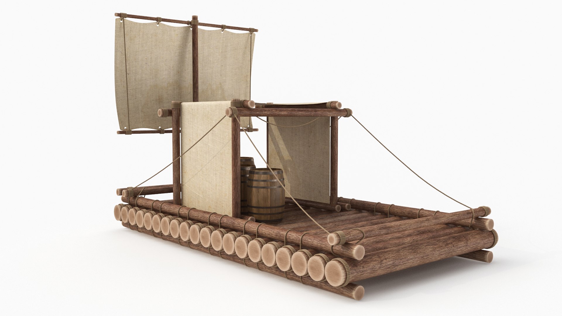 3D Wooden Raft Model - TurboSquid 2155170