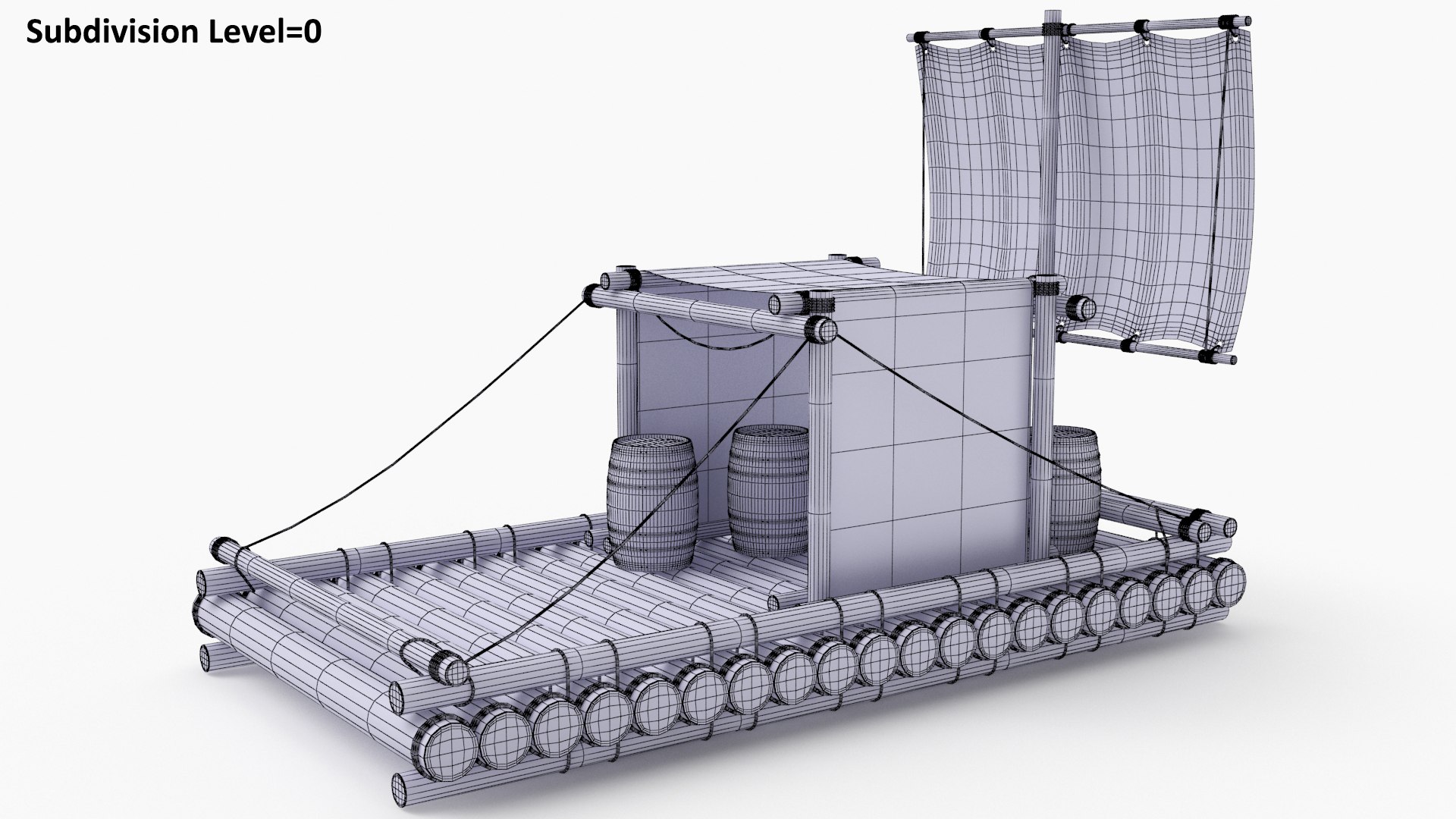 3D Wooden Raft Model - TurboSquid 2155170