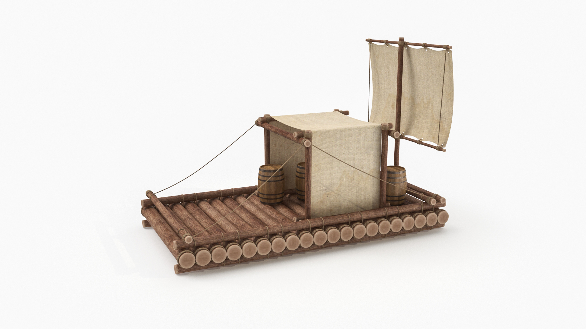 3D Wooden Raft Model - TurboSquid 2155170