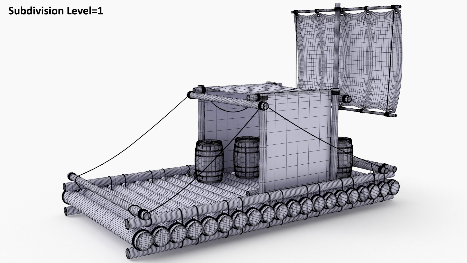 3D Wooden Raft Model - TurboSquid 2155170
