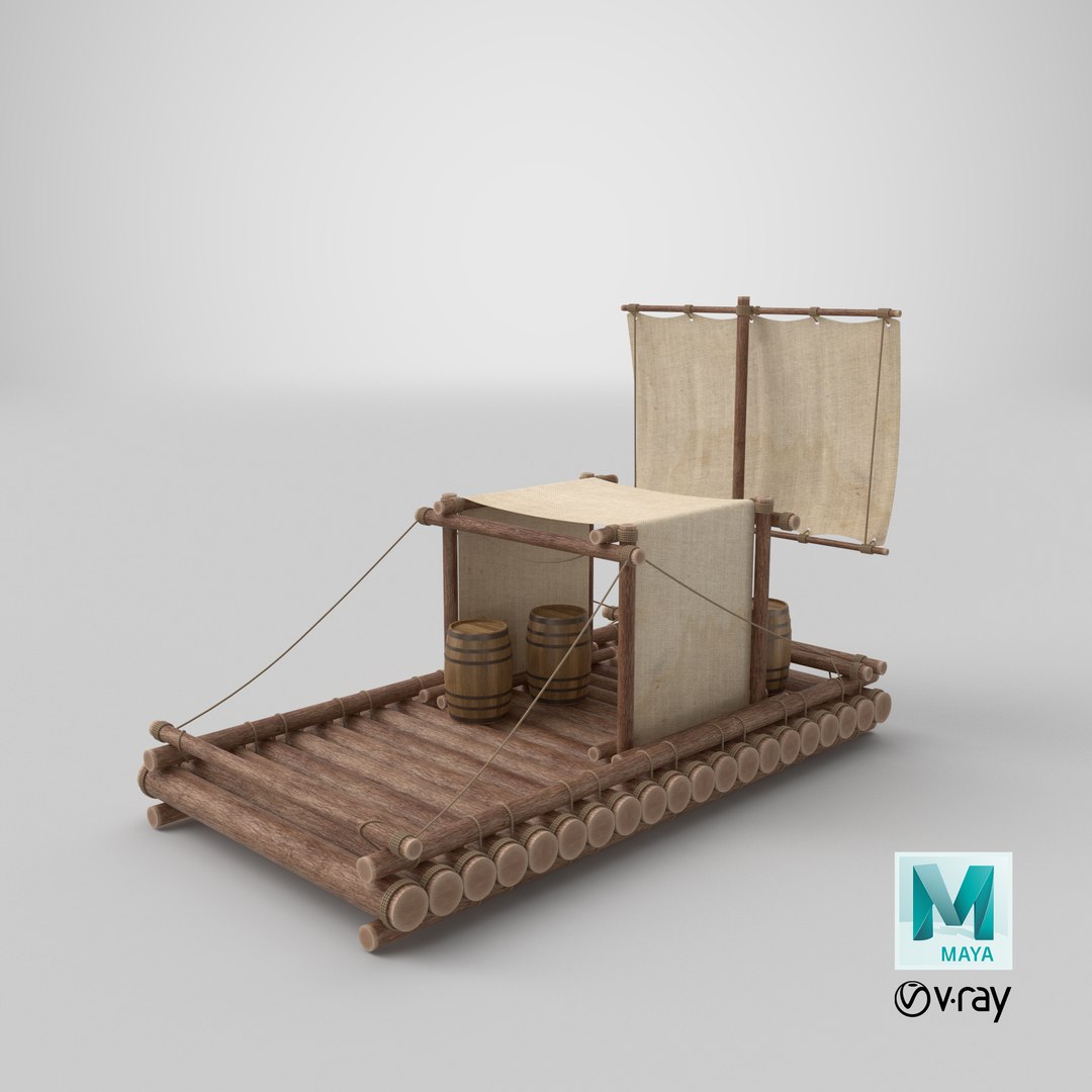 3D Wooden Raft model - TurboSquid 2155170