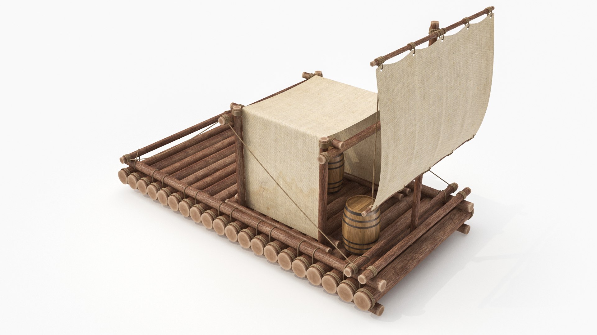3D Wooden Raft Model - TurboSquid 2155170