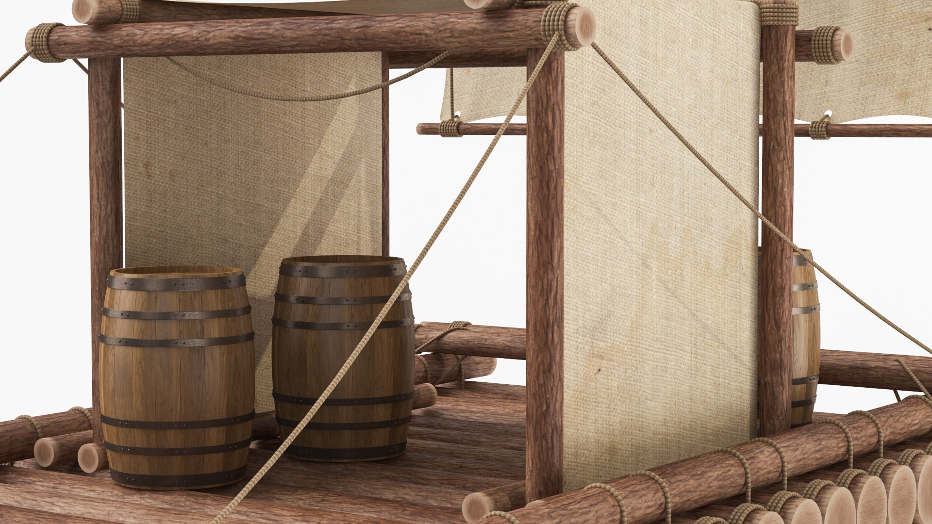 3D Wooden Raft Model - TurboSquid 2155170