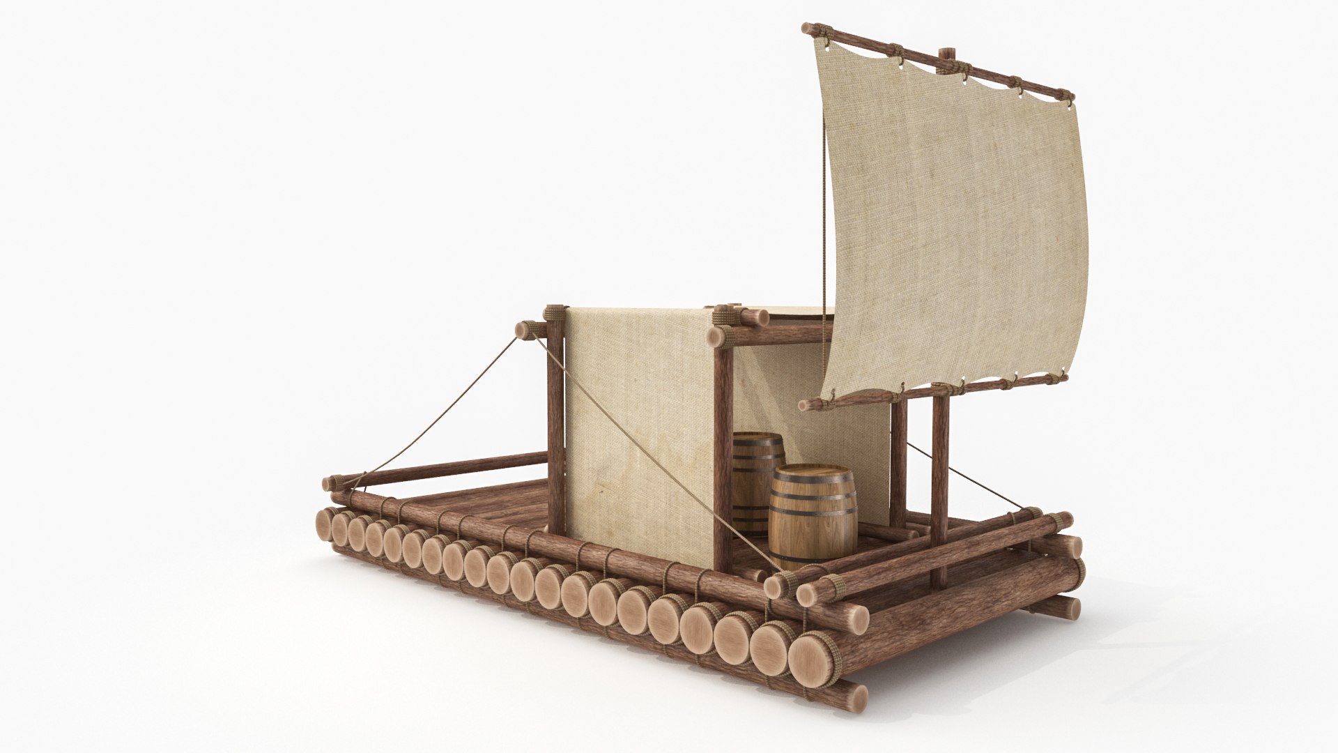 3D Wooden Raft Model - TurboSquid 2155170