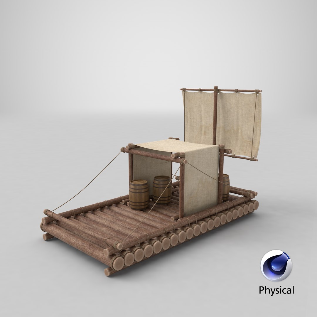 3D Wooden Raft model - TurboSquid 2155170