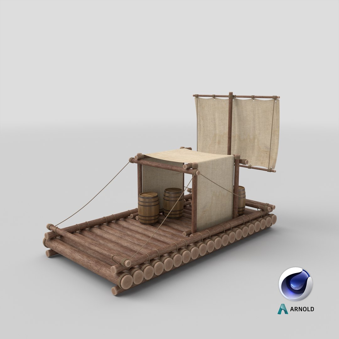 3D Wooden Raft model - TurboSquid 2155170
