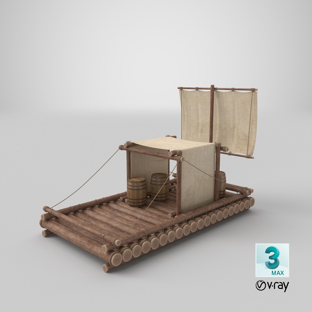 3D Wooden Raft model - TurboSquid 2155170
