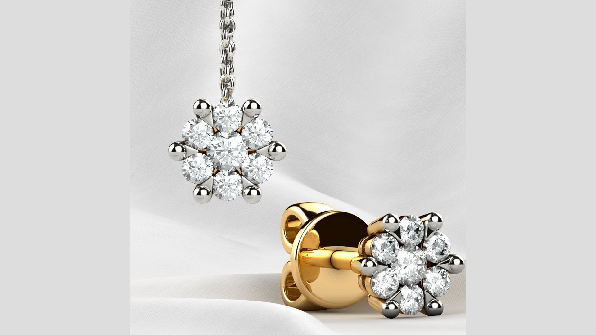 3D Illusion Setting Gold Ring Earrings and Pendant model - TurboSquid ...