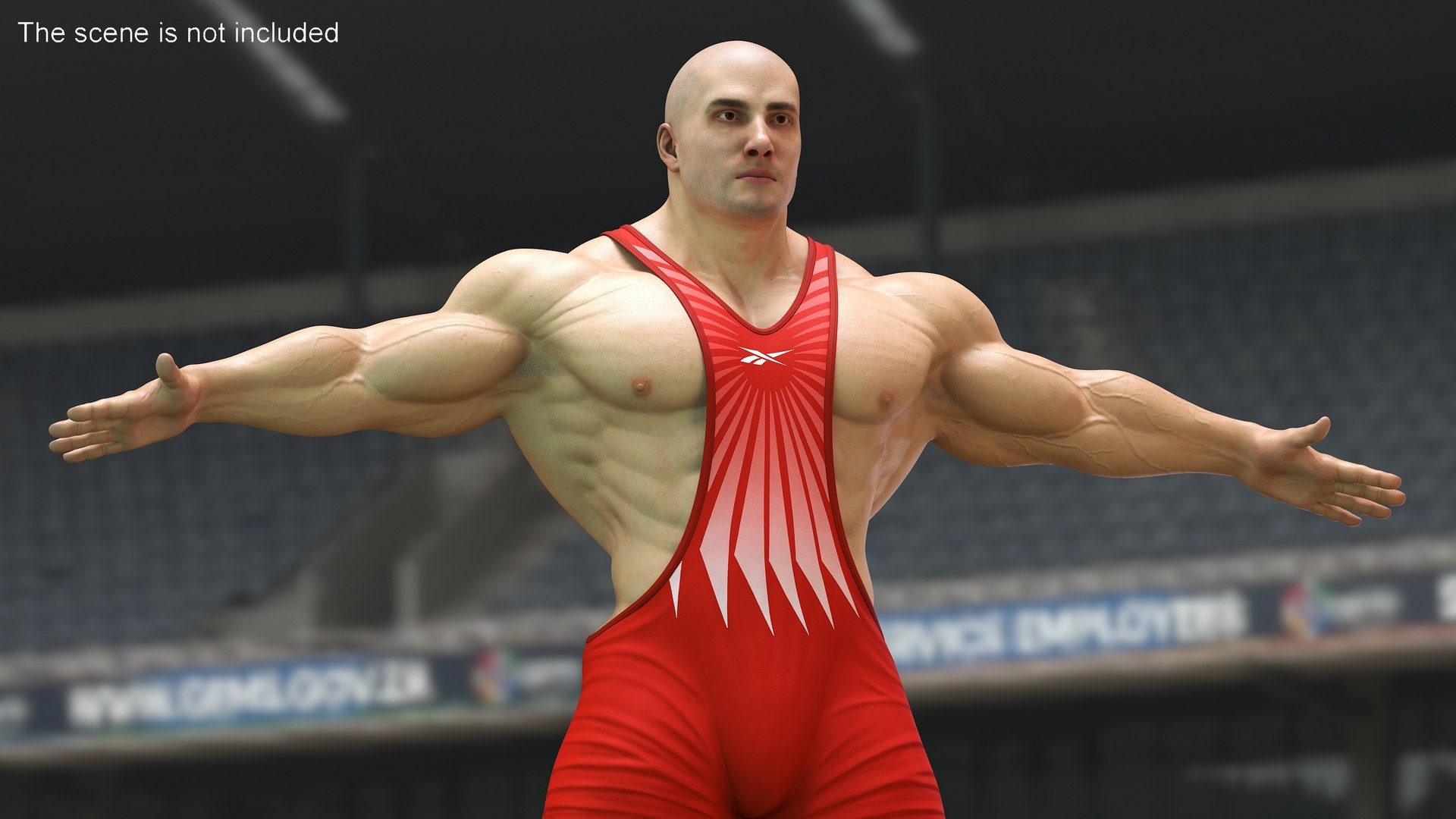 3D Athletic Strong Male In Reebok Red Leotard Rigged For Maya ...