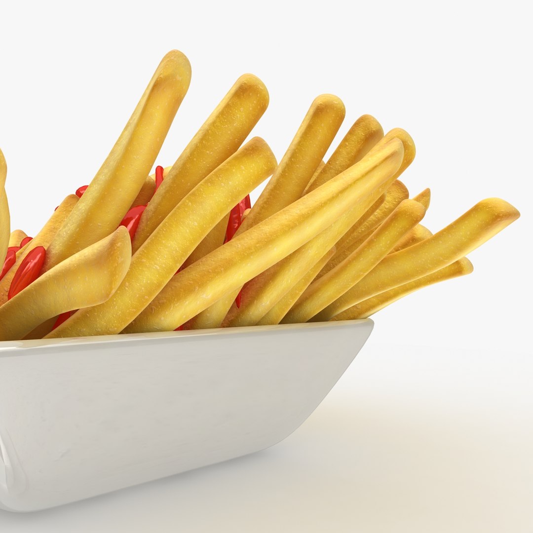 Realistic French Fries Plate 3ds