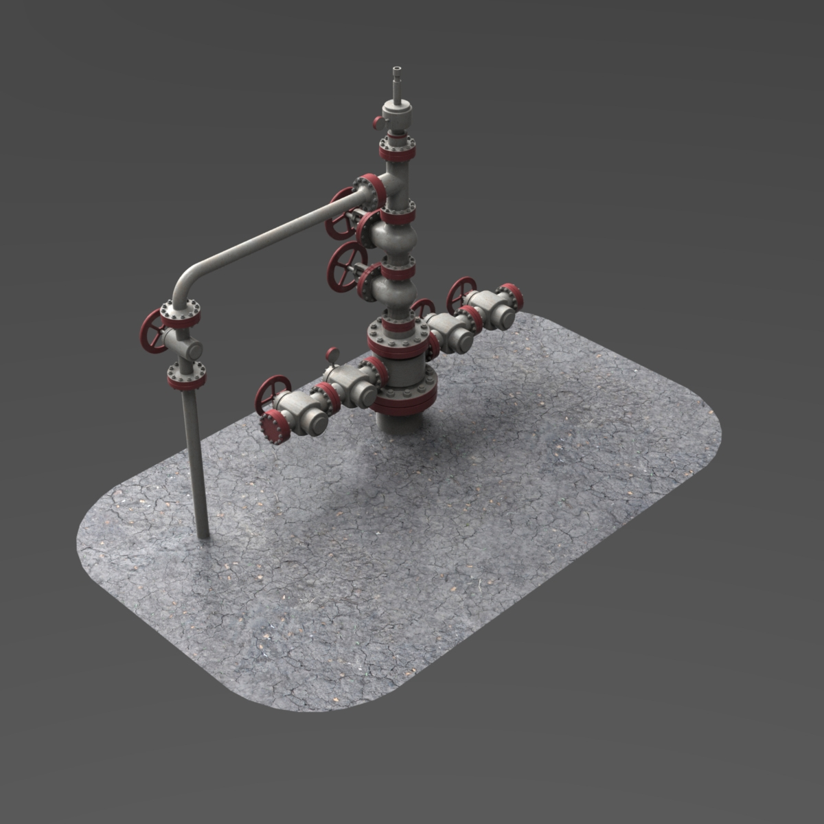 oil wellhead pipes 3d model